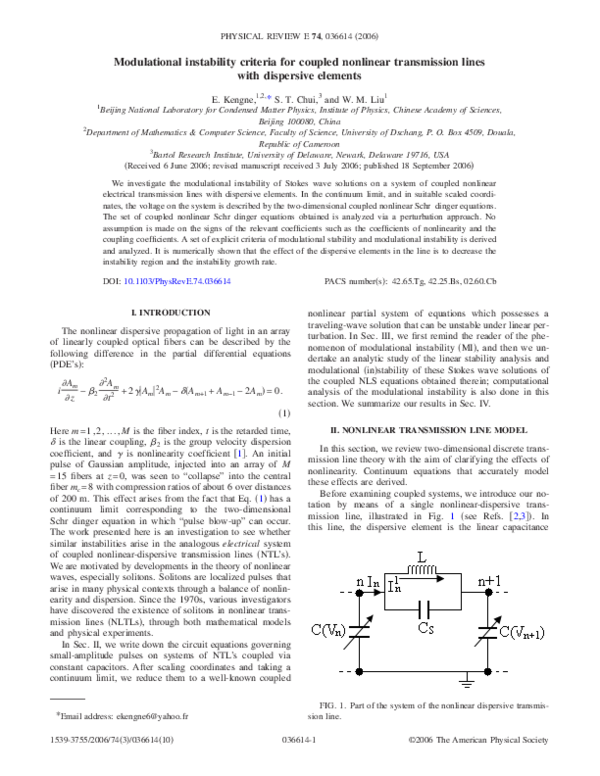 (PDF) Modulational instability criteria for coupled nonlinear transmission lines with dispersive ...