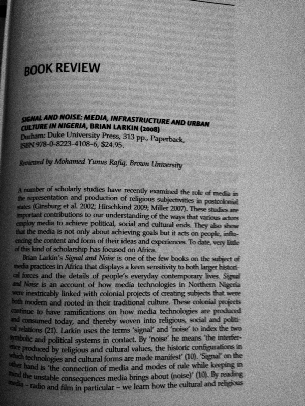 (PDF) Review of Brian Larkin's Signal And Noise by Mohamed Rafiq NYU