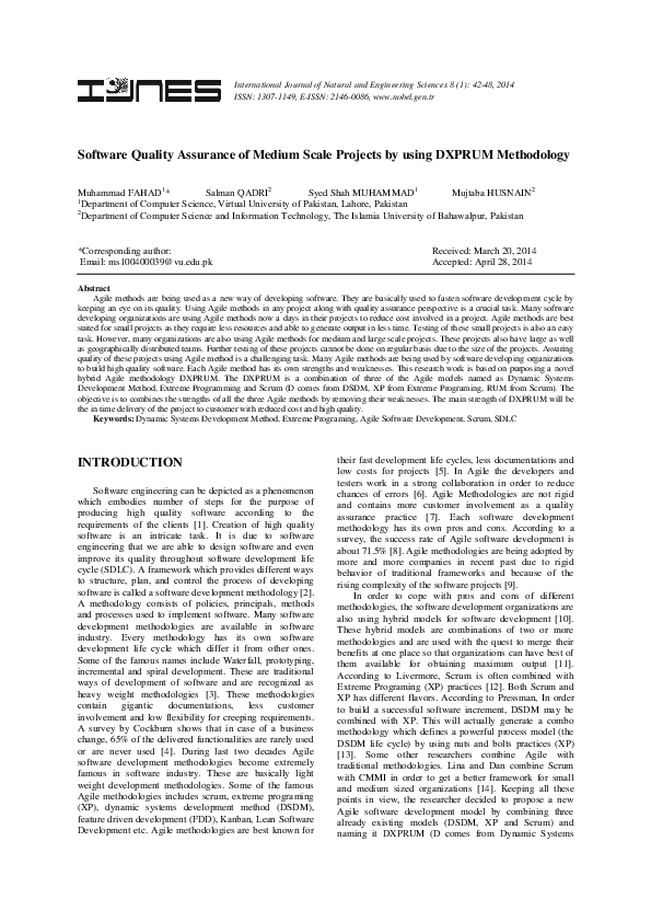 (PDF) Software Quality Assurance of Medium Scale Projects by using ...