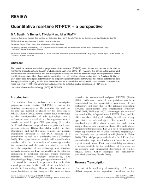 (PDF) Quantitative real-time RT-PCR - a perspective | Tania Nolan ...