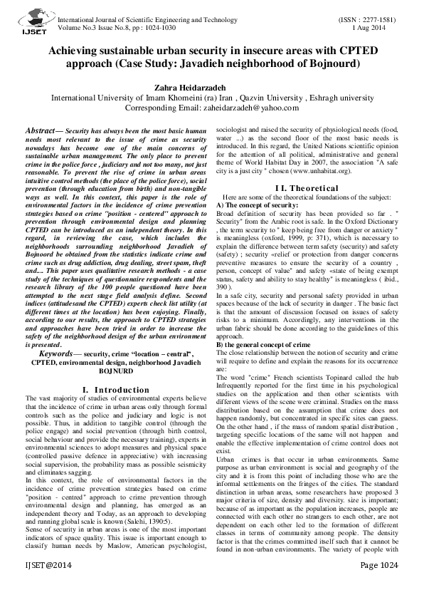 (PDF) "Achieving sustainable urban security in insecure areas with ...