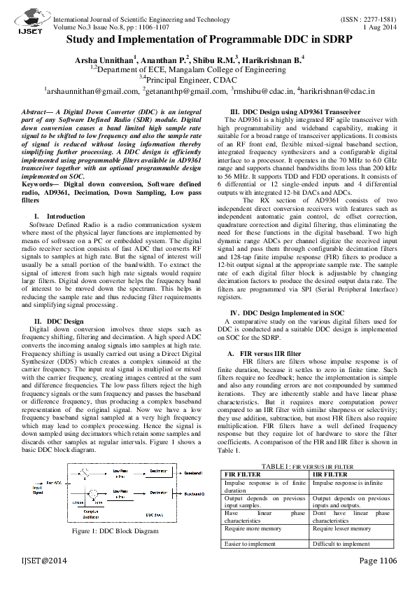 (PDF) Study and Implementation of Programmable DDC in SDRP