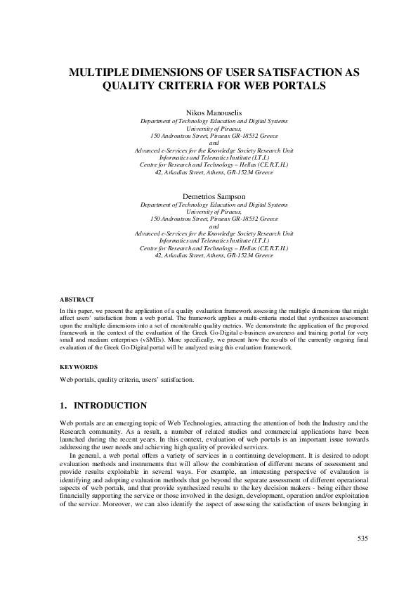 (PDF) Multiple Dimensions of User Satisfaction As Quality Criteria for ...