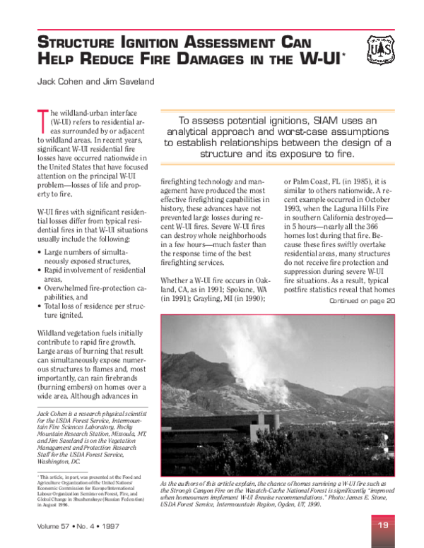 (PDF) STRUCTURE IGNITION ASSESSMENT CAN HELP REDUCE FIRE DAMAGES IN THE ...