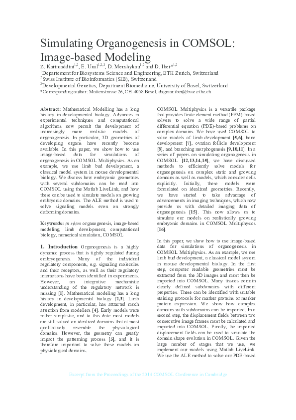 (PDF) Simulating Organogenesis in COMSOL: Image-based Modeling