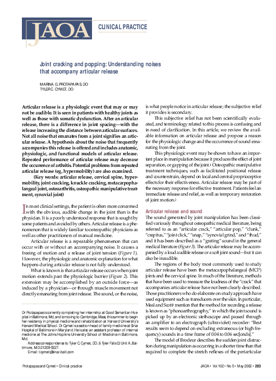 (PDF) Joint cracking and popping: Understanding noises that accompany ...