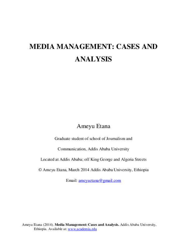 (PDF) Media Management: Cases and Analysis