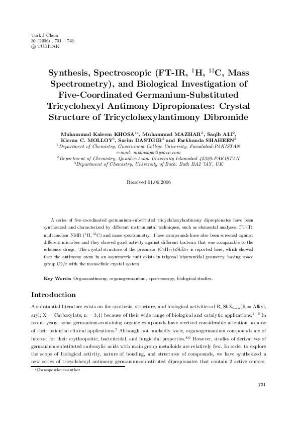 (PDF) Synthesis, Spectroscopic (FT-IR, 1H, 13C, Mass Spectrometry), and Biological Investigation ...