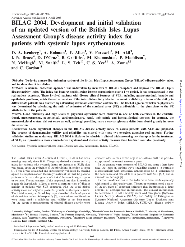 (PDF) BILAG 2004. Development and initial validation of an updated ...