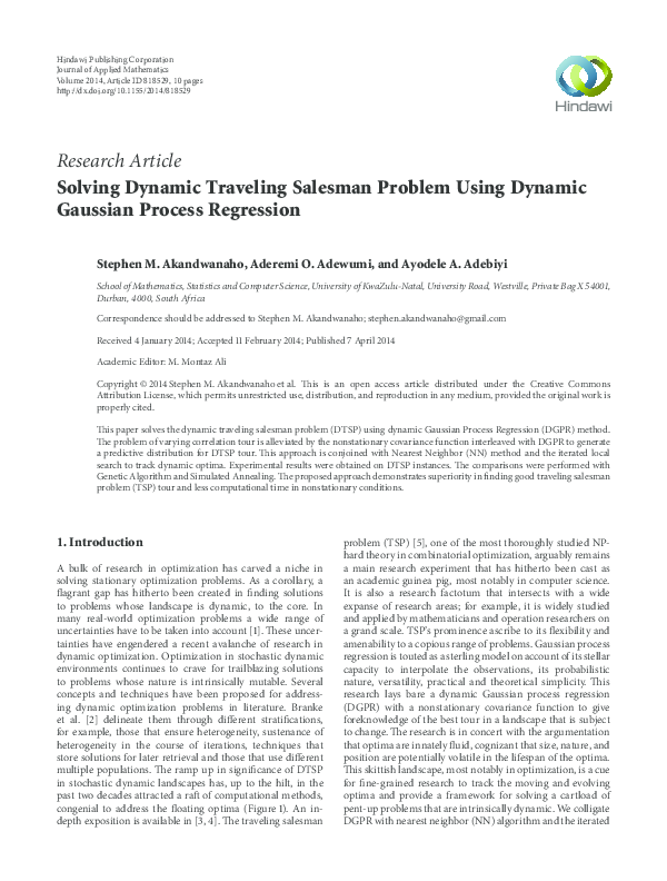 (PDF) Research Article Solving Dynamic Traveling Salesman Problem Using Dynamic Gaussian Process ...