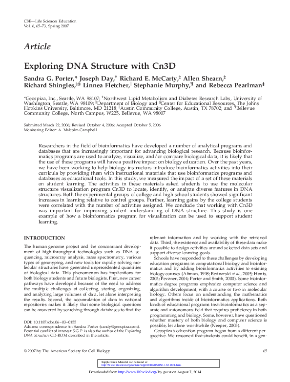 (PDF) Article Exploring DNA Structure with Cn3D