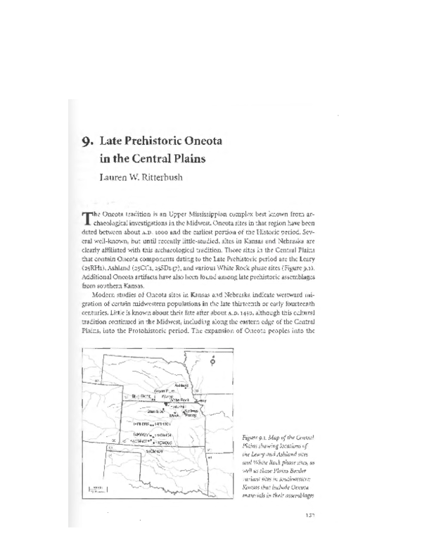 (PDF) 9. Late Prehistoric Oneota in the Central Plains