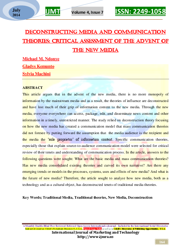 (PDF) Deconstructing Media and Communication Theories: Critical ...