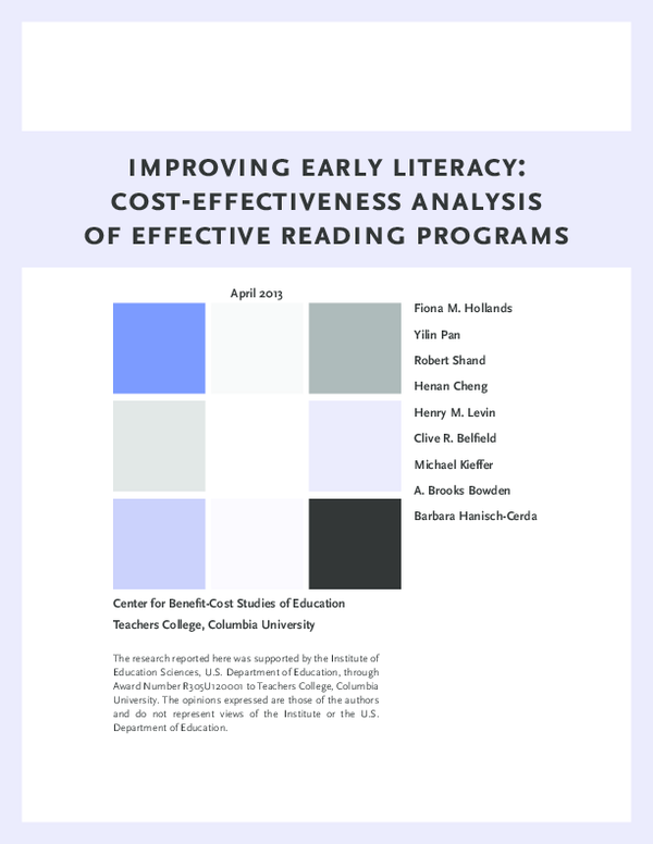(PDF) Improving Early Literacy: Cost-effectiveness Analysis of ...