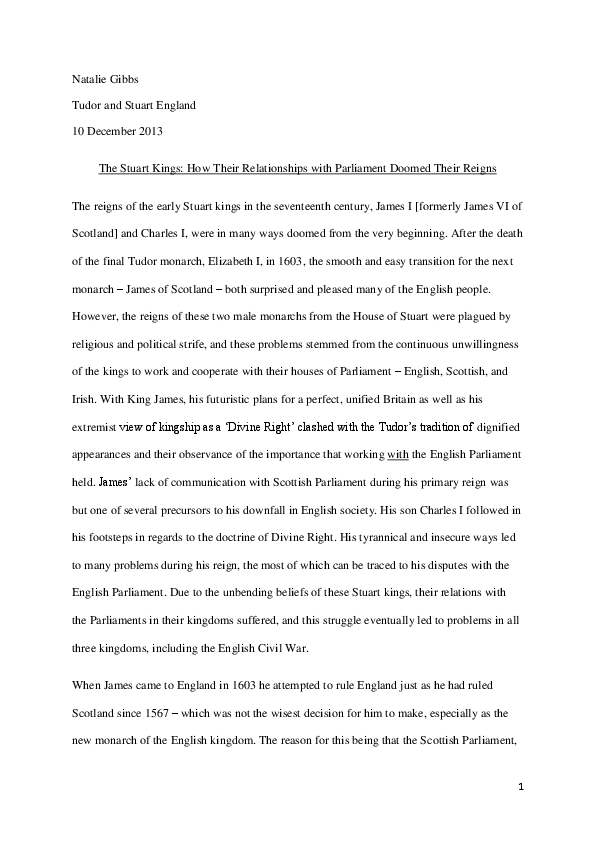 (DOC) The Stuart Kings: How Their Relationships with Parliament Doomed ...