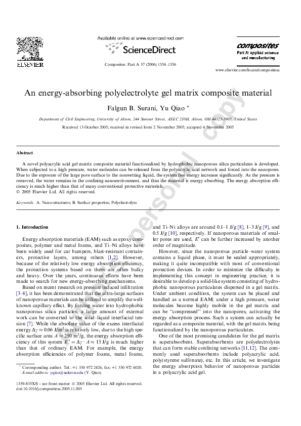 (PDF) An energy-absorbing polyelectrolyte gel matrix composite material