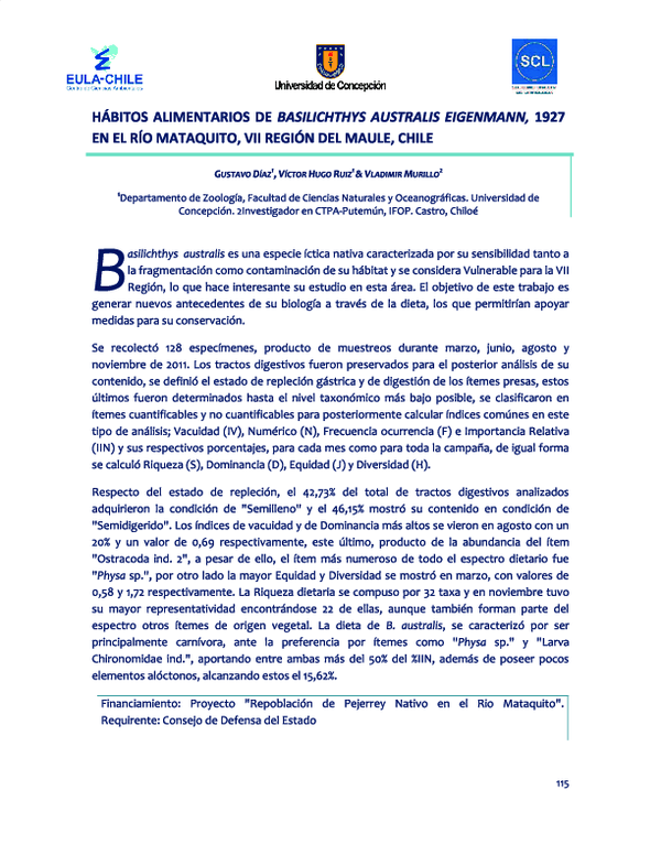 (PDF) Hábitos Alimentarios de Basilichthys australis Eigenmann, 1927 en ...