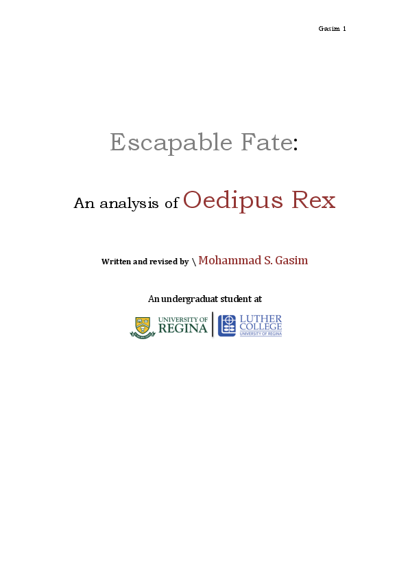 (PDF) Escapable Fate: an Analysis of Oedipus Rex