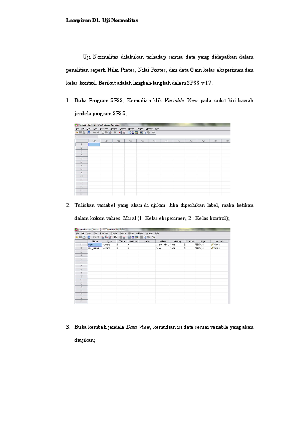 (PDF) Lampiran D1. Uji Normalitas