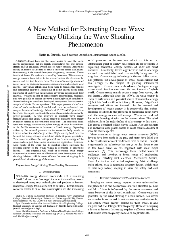 (PDF) A New Method for Extracting Ocean Wave Energy Utilizing the Wave ...