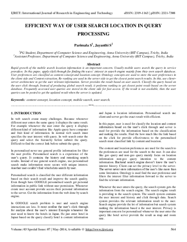 (PDF) EFFICIENT WAY OF USER SEARCH LOCATION IN QUERY PROCESSING