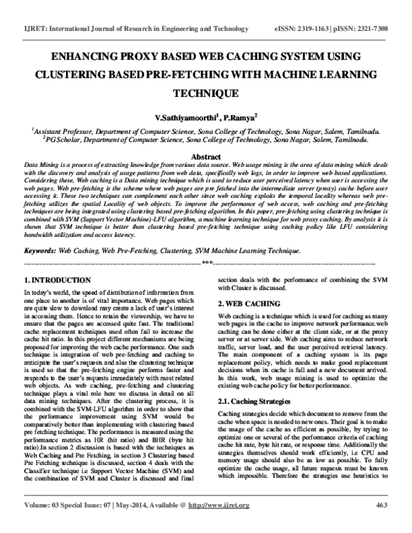 Pdf Enhancing Proxy Based Web Caching System Using Clustering Based