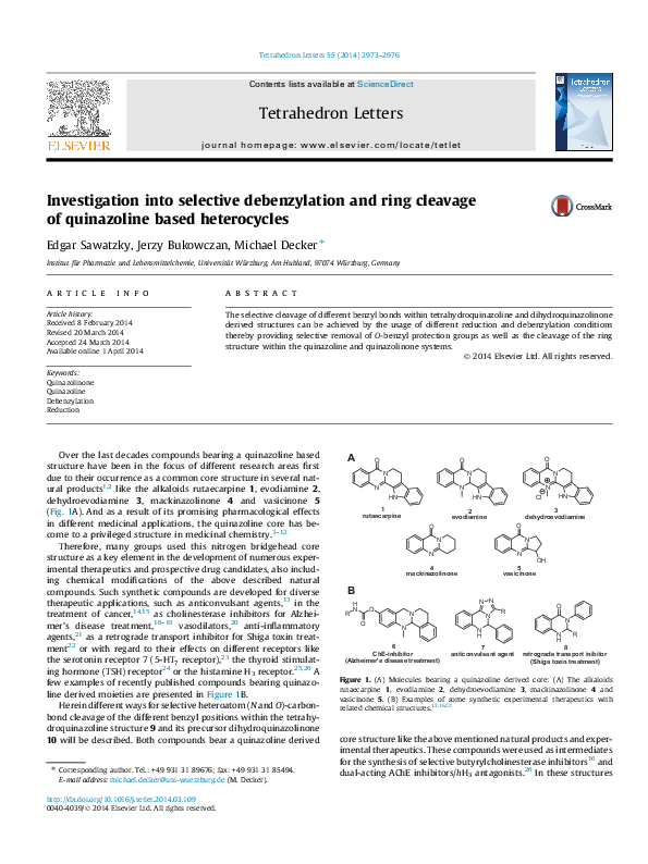 (PDF) Investigation into selective debenzylation and ring cleavage of ...