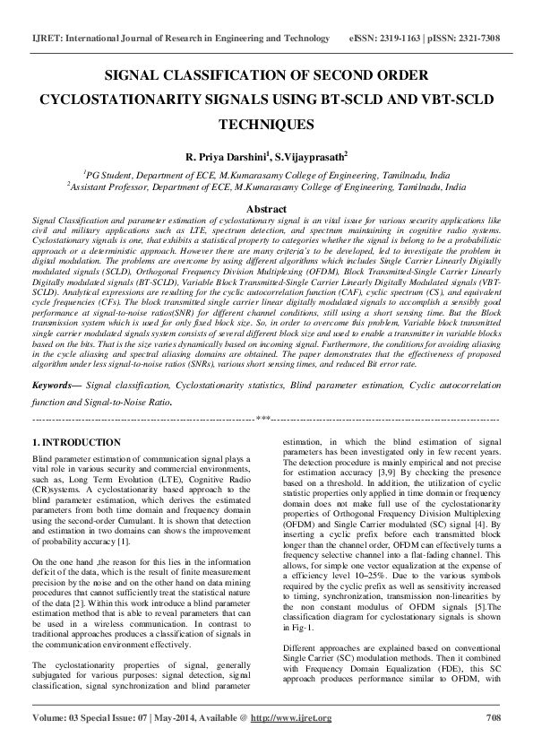 Pdf Signal Classification Of Second Order Cyclostationarity Signals Using Bt Scld And Vbt Scld