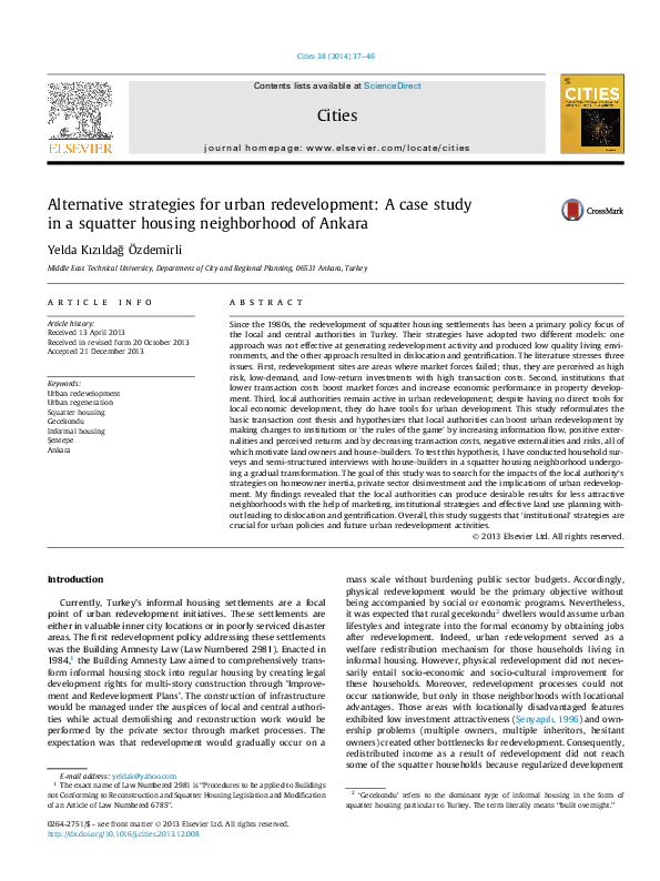 (PDF) Alternative strategies for urban redevelopment: A case study in a ...
