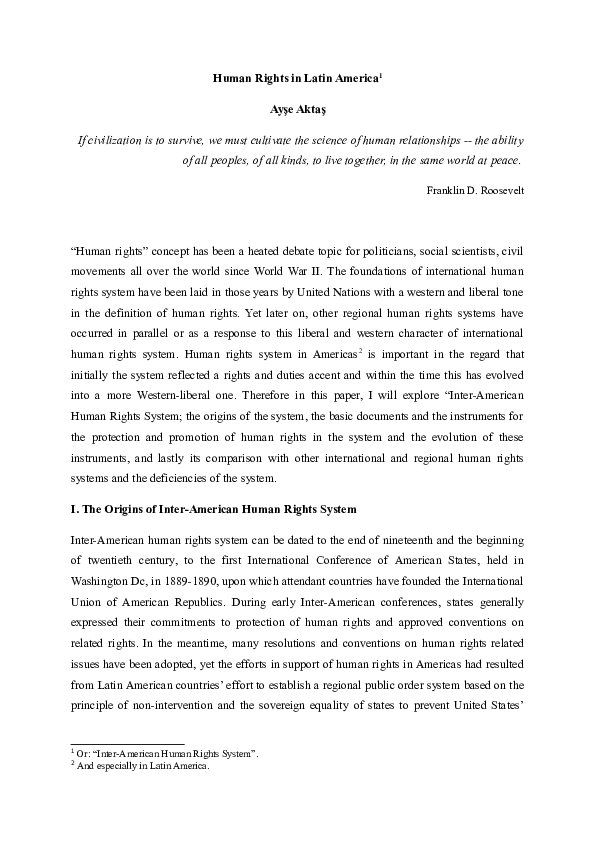 (DOC) Human rights in Latin America - Ayse Aktaş