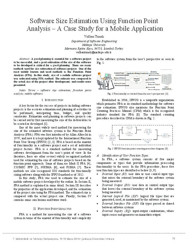 Pdf Software Size Estimation Using Function Point Analysis A Case
