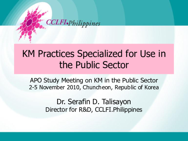 (PDF) Knowledge Management Practices Specialized for Use in the Public ...