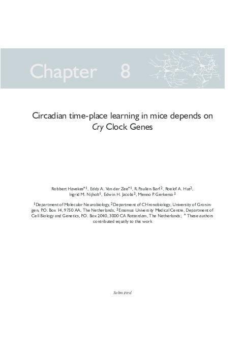 (PDF) Circadian Time-Place Learning In Mice Depends on Cry Clock Genes