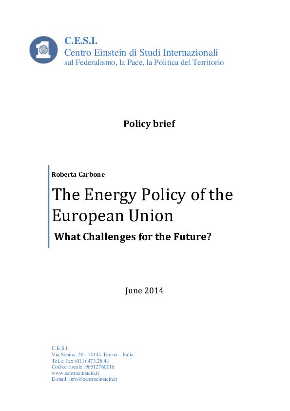 (PDF) The EU Energy Policy - June 2014 - policy brief