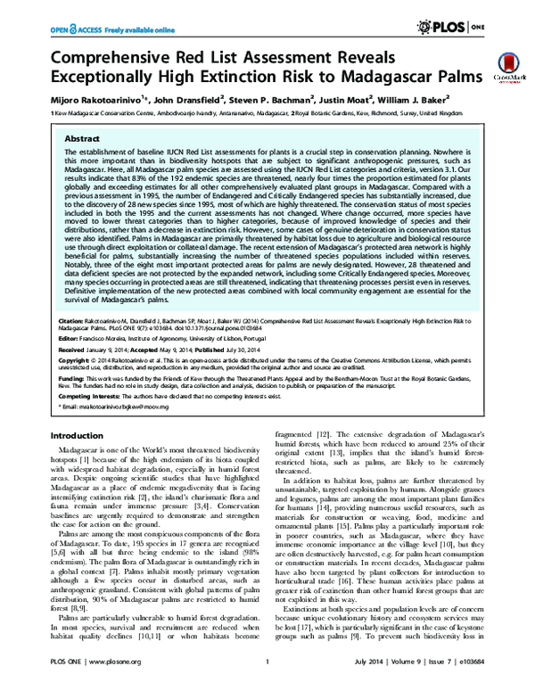 (PDF) Comprehensive Red List Assessment Reveals Exceptionally High ...