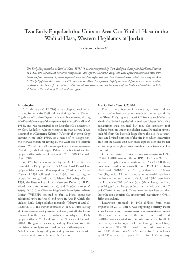 (PDF) Two Early Epipaleolithic Units in Area C at Yutil al-Hasa in the ...
