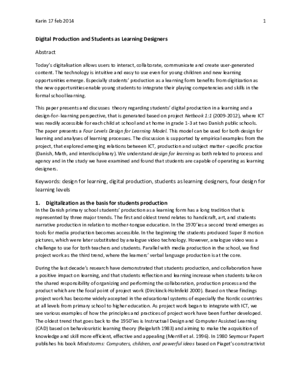 (DOC) Digital Production and Students as Learning Designers
