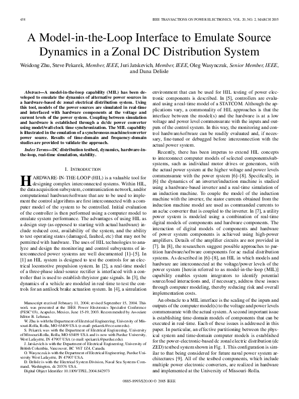 Pdf A Model In The Loop Interface To Emulate Source Dynamics In A