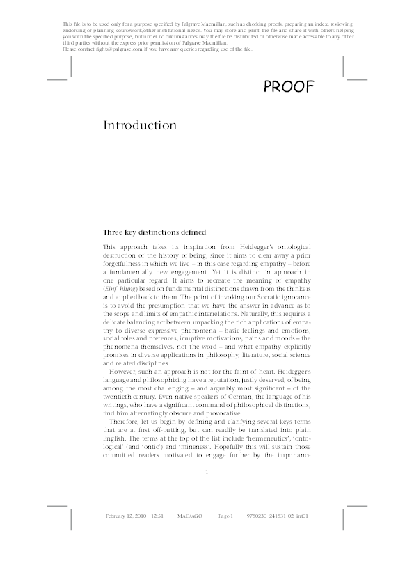 (PDF) Empathy in the Context of Philosophy: Introduction (Proofs Version)