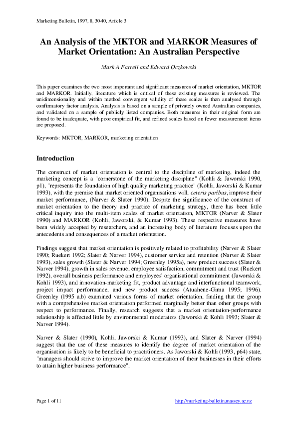 (PDF) An Analysis of the MKTOR and MARKOR Measures of Market ...
