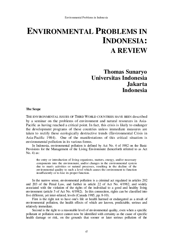 (PDF) Environmental Problems in Indonesia 47 ENVIRONMENTAL PROBLEMS IN ...