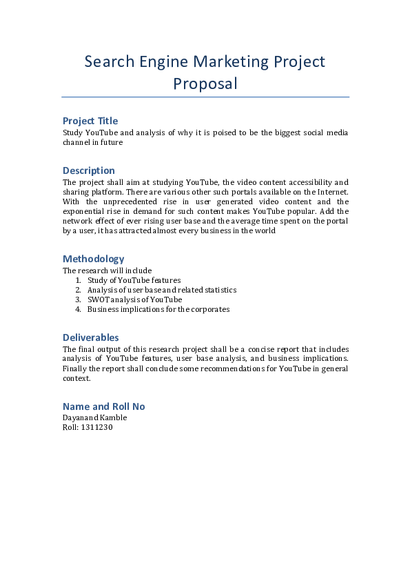 (PDF) Search Engine Marketing Project Proposal Project Title NameandRollNo