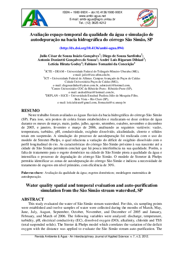 Pdf Water Quality Spatial And Temporal Evaluation And Auto