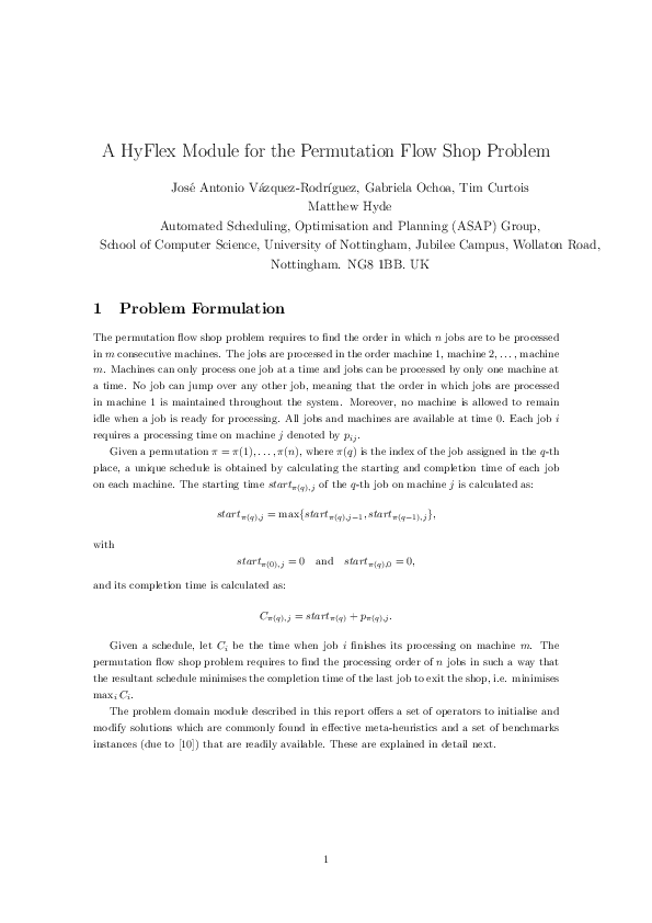 (PDF) A HyFlex Module for the Permutation Flow Shop Problem