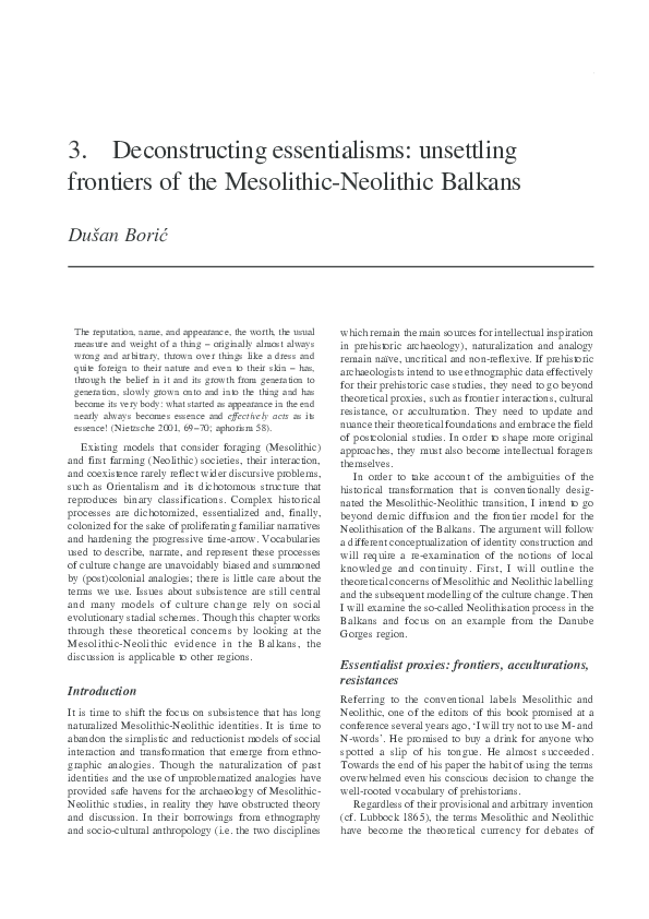 (PDF) Deconstructing essentialisms: unsettling frontiers of the ...