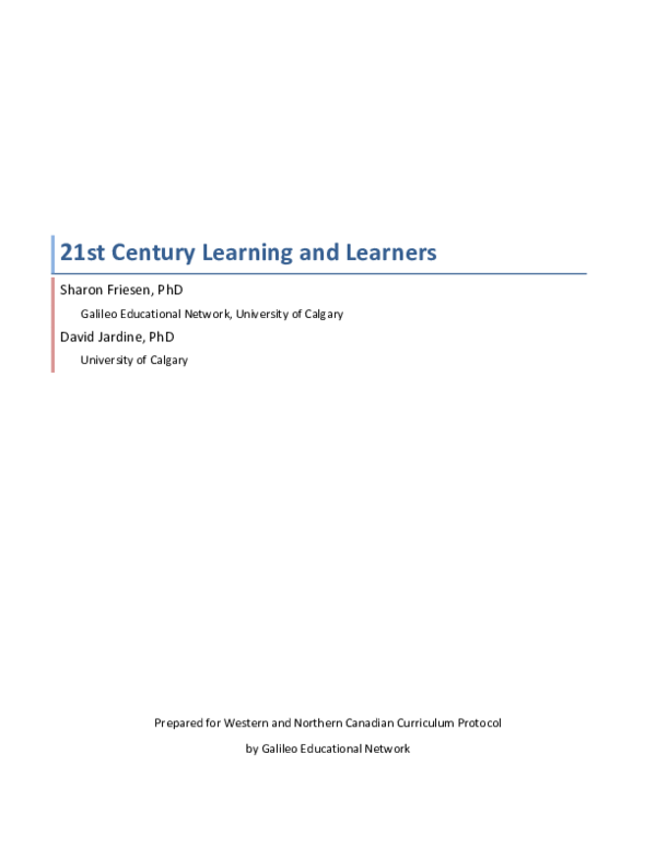 (PDF) 21st Century Learners and Learning. A report prepared for the ...