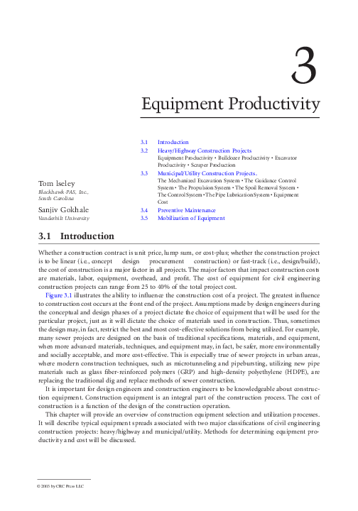 (PDF) Equipment Productivity