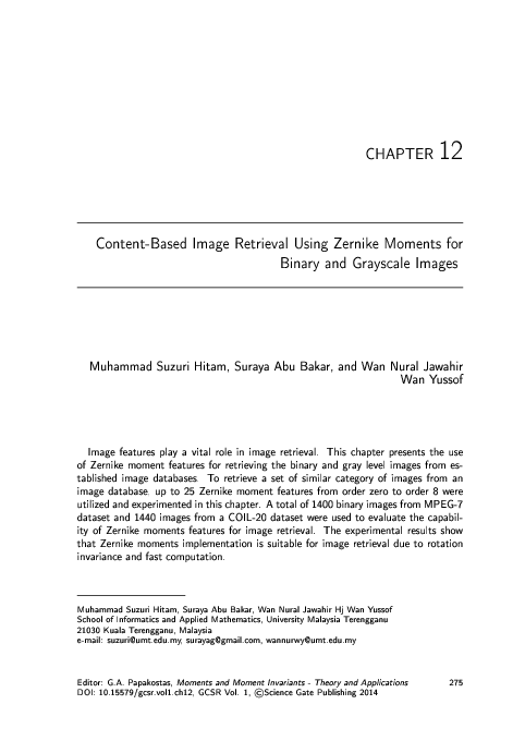 (PDF) Content-Based Image Retrieval using Zernike Moments for Binary and Grayscale Images