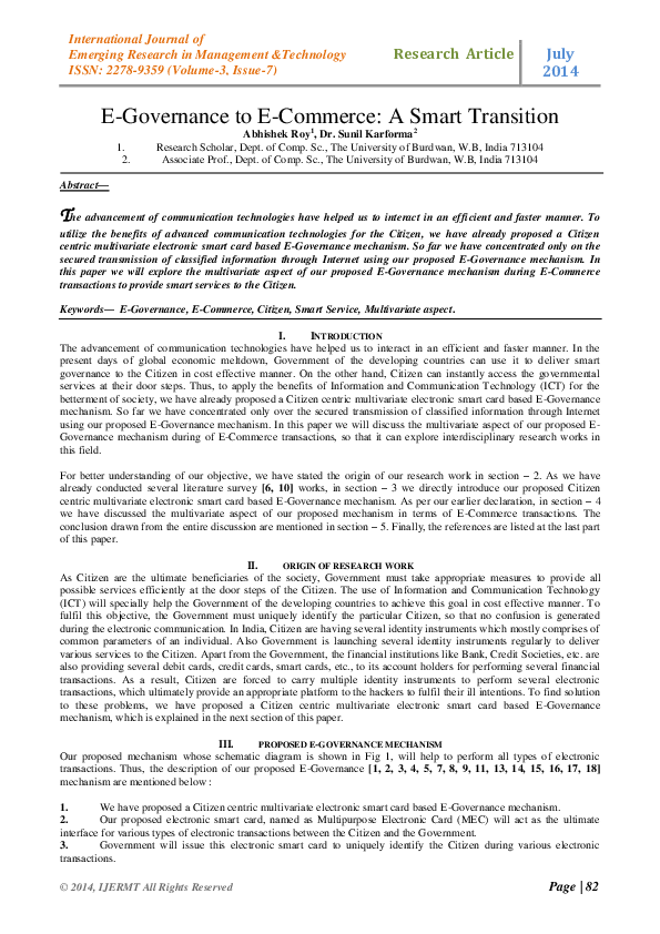 (PDF) E-Governance to E-Commerce : A Smart Transition