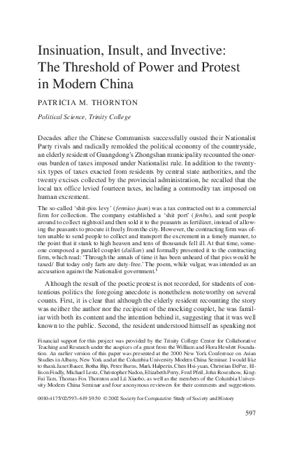 (PDF) “Insinuation, Insult and Invective: The Thresholds of Power and ...